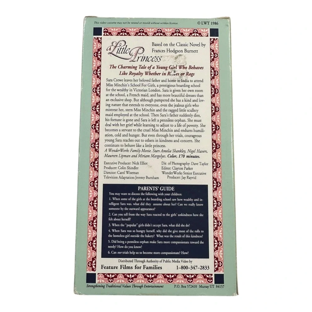 Media | A Little Princess Wonderworks Family Movie Vhs Tape 1986 ...